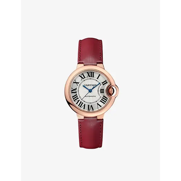 Cartier Ballon Bleu 18ct Rose-gold And Leather Self-winding Mechanical Watch