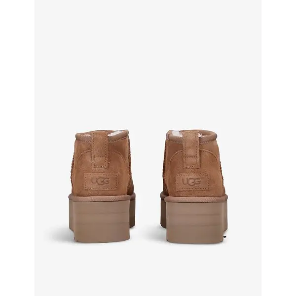 UGG Classic Ultra Mini Platform Suede And Shearling Boots - Mid Brown