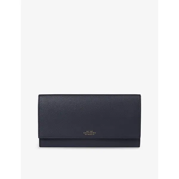 Smythson Marshall Panama Cross-grain Leather Travel Wallet - Navy