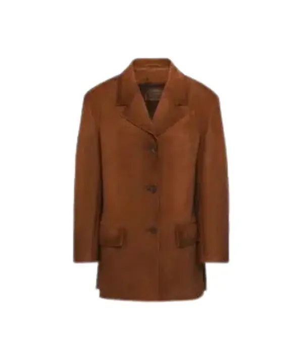 Prada Single-breasted Suede Jacket - Brown