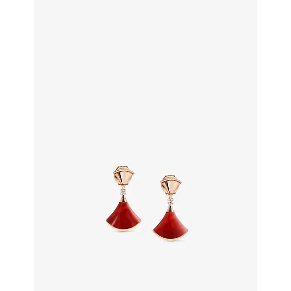 BVLGARI Divas' Dream 18ct Rose-gold Diamond And Carnelian Earrings - Rose Gold