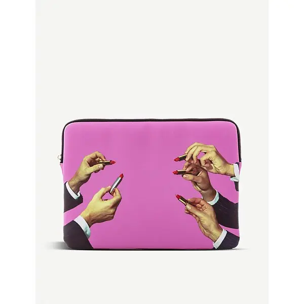 SELETTI Wears Toilerpaper Lipstick-print 13” Canvas Laptop Case 34cm X 25cm - One-color