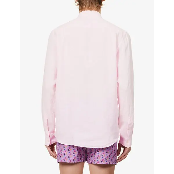 Vilebrequin Caroubis Brand-embroidered Linen Shirt - Ballerine