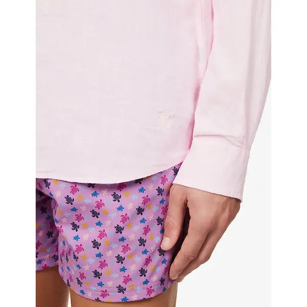 Vilebrequin Caroubis Brand-embroidered Linen Shirt - Ballerine
