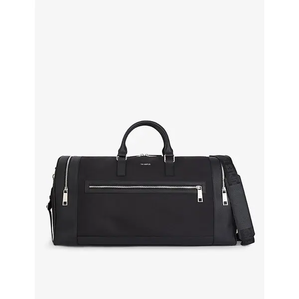 The Kooples Grained Leather-trim Canvas Weekend Holdall - Black