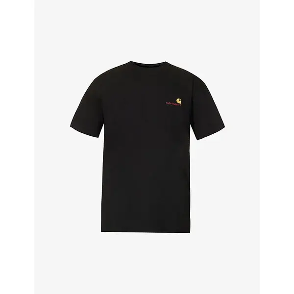 Carhartt Work In Progress American Script Logo-embroidered Cotton-jersey T-shirt - Black