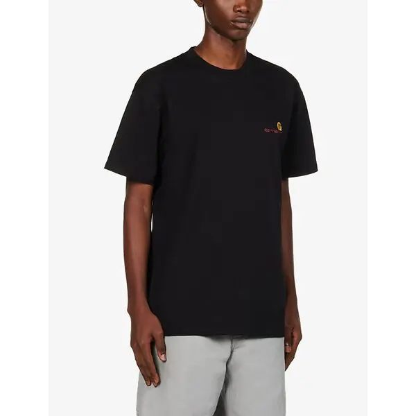 Carhartt Work In Progress American Script Logo-embroidered Cotton-jersey T-shirt - Black