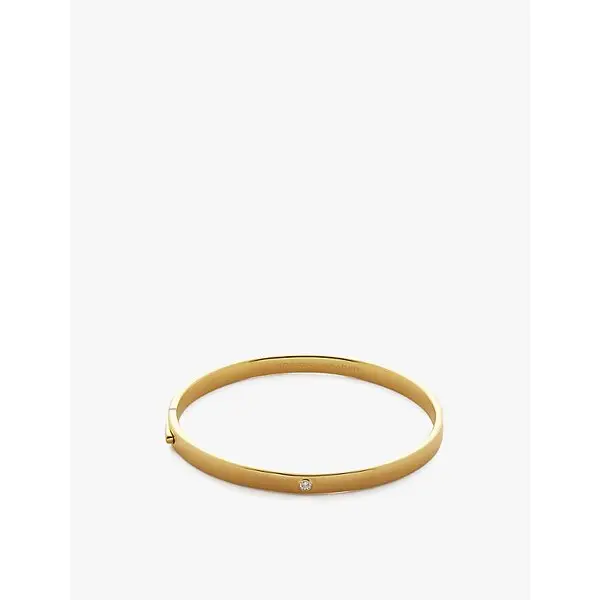Monica Vinader Solitaire 18ct Gold-plated Bangle - Yellow Gold