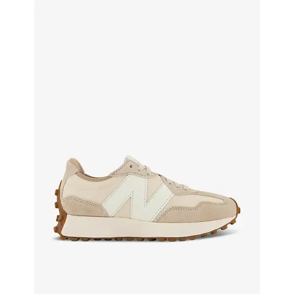 NEW BALANCE 327 Logo-embroidered Suede And Woven Low-top Sneakers - Mindful Grey Taupe Seasa