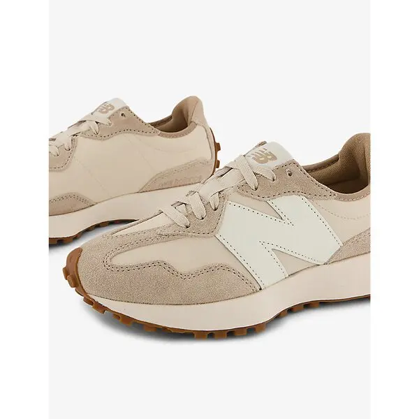 NEW BALANCE 327 Logo-embroidered Suede And Woven Low-top Sneakers - Mindful Grey Taupe Seasa