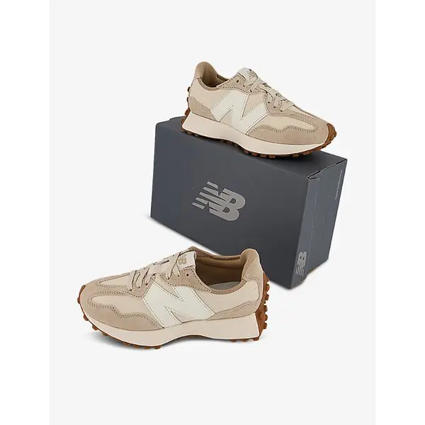 NEW BALANCE 327 Logo-embroidered Suede And Woven Low-top Sneakers - Mindful Grey Taupe Seasa