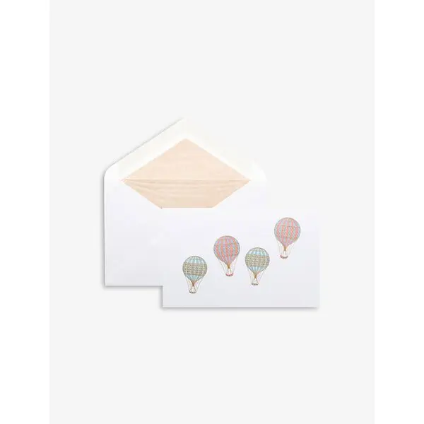 Smythson Hot Air Balloons Engraved Greetings Card 10cm X 16cm - White Wove