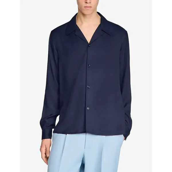 Sandro Spread-collar Woven Shirt - Midnight Blue