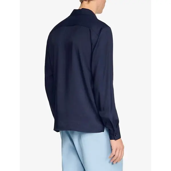 Sandro Spread-collar Woven Shirt - Midnight Blue