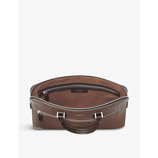 ASPINAL OF LONDON Logo-print Grained-leather Document Case - Tobacco