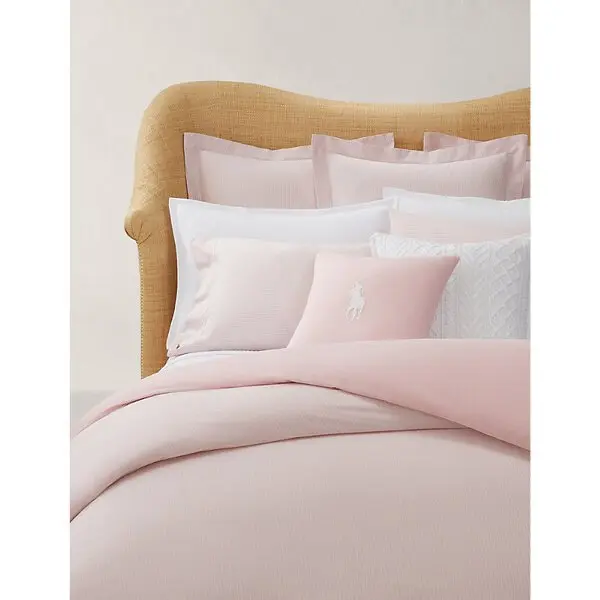 Ralph Lauren Oxford Logo-embroidered Striped Cotton Flat Sheet - Rosette