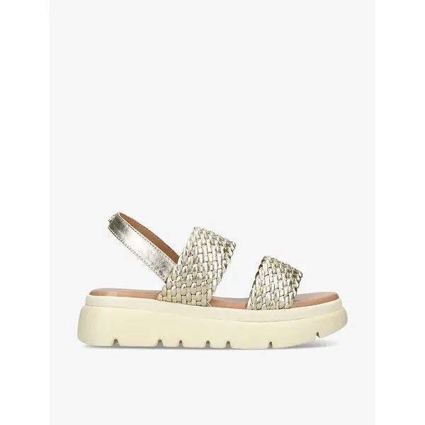 Carvela Krypton Metallic Woven-strap Leather Sandals - Gold