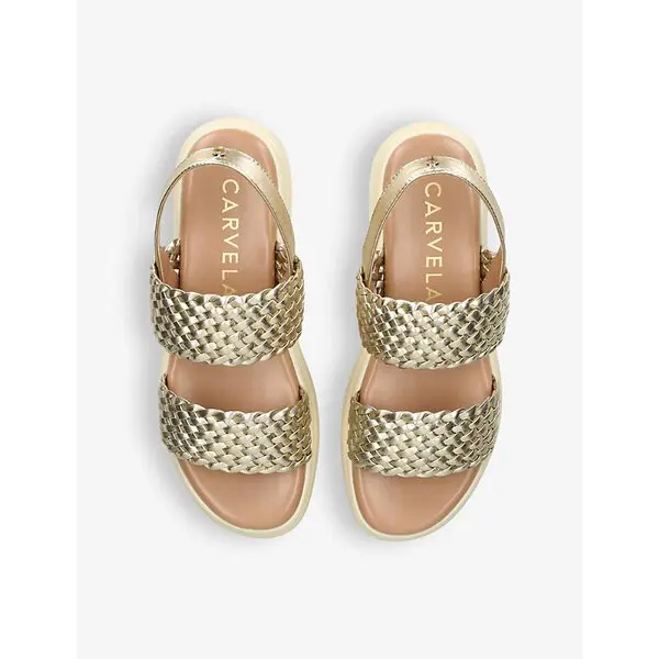 Carvela Krypton Metallic Woven-strap Leather Sandals - Gold