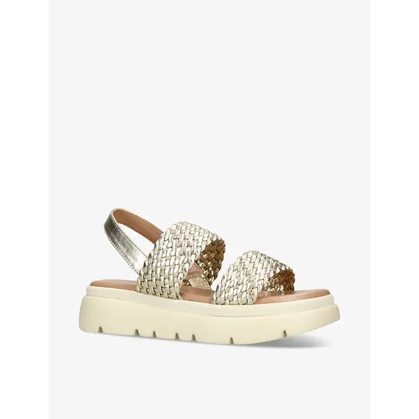 Carvela Krypton Metallic Woven-strap Leather Sandals - Gold