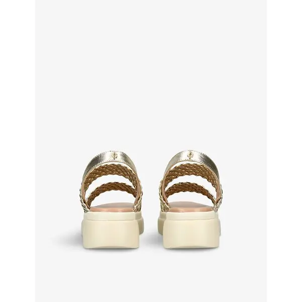 Carvela Krypton Metallic Woven-strap Leather Sandals - Gold