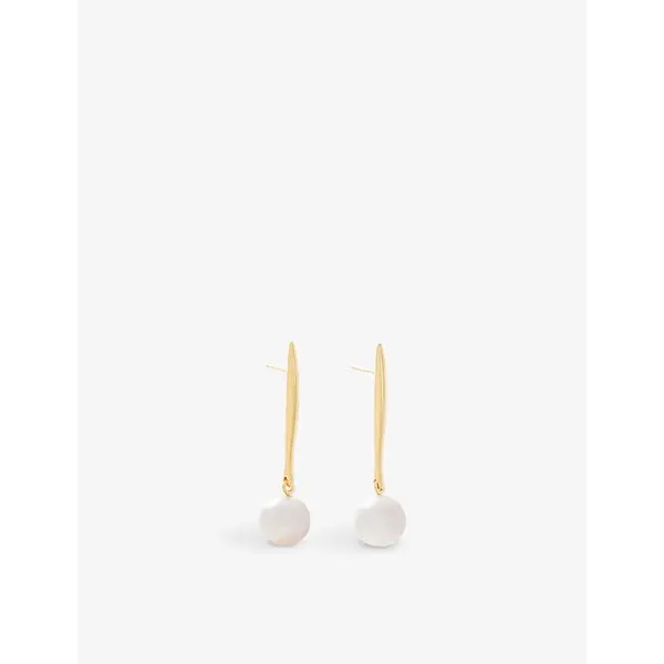 Monica Vinader Nura Drop Pearl Earrings - Yellow Gold