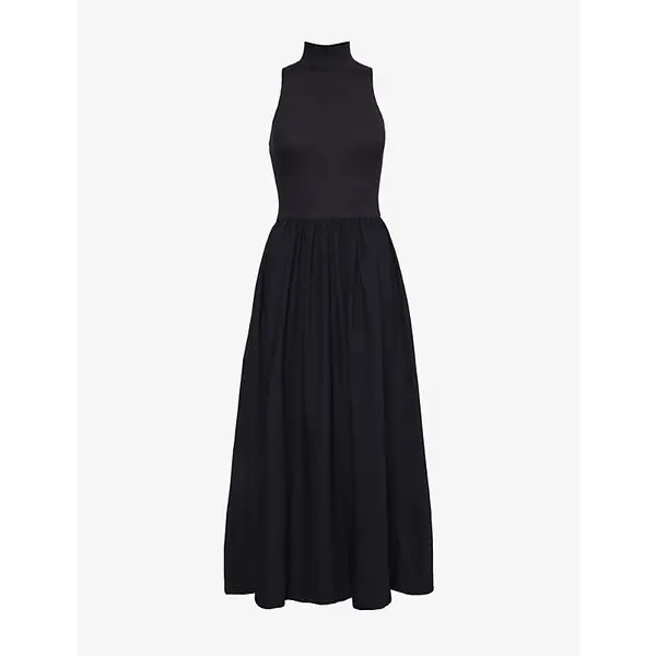 Reformation Sai Slim-Fit Stretch-Organic Cotton Maxi Dress - Black |  Editorialist
