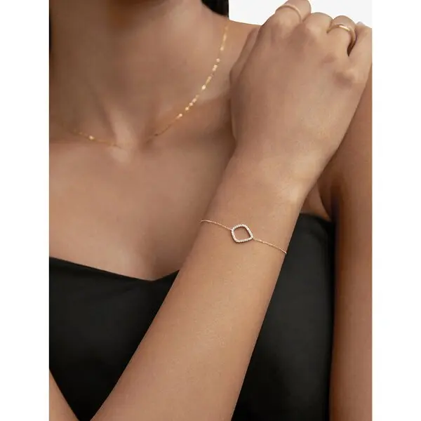 Bracelet Monica Vinader Riva - Chaîne Cercle Diamants Plaqué Or 18 Carats