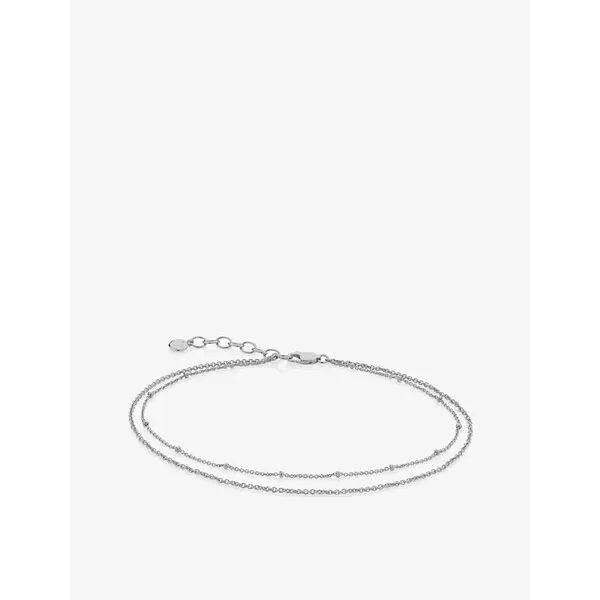 Monica Vinader Beaded Double Chain Anklet - Silver