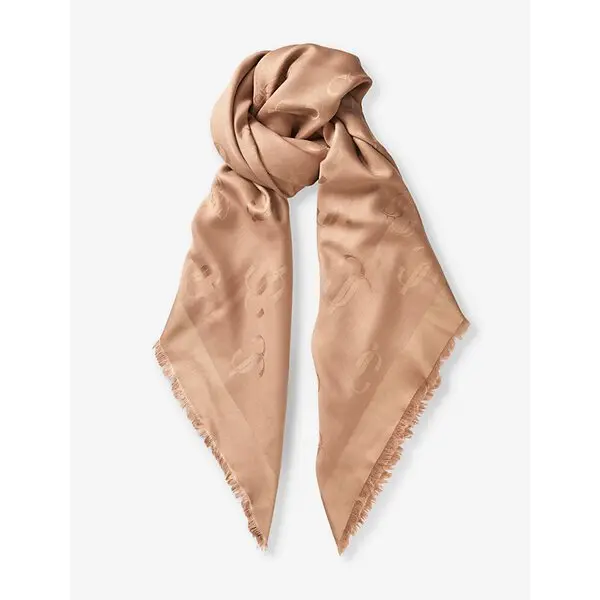 JIMMY CHOO Emani Brand-print Silk-blend Scarf - S440 Ballet Pink