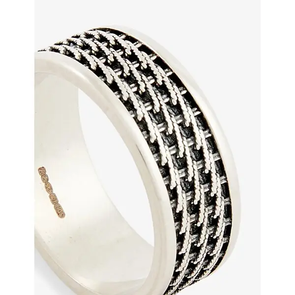 SERGE DENIMES Geometric-pattern Sterling Ring