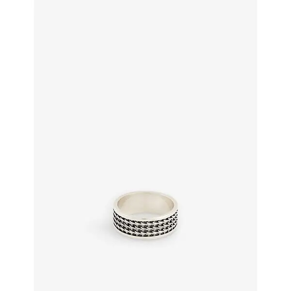 SERGE DENIMES Geometric-pattern Sterling Ring