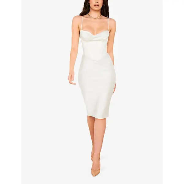 ivory satin corset midi dress Satin Corset Midi Dress