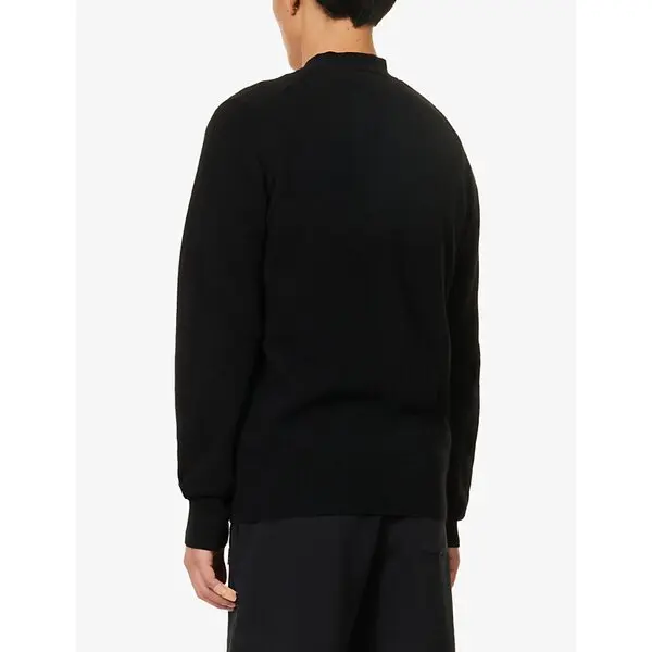 Play Comme Des Garcon Comme Des Garçons Play Logo-embroidered V-neck Wool-knit Cardigan - Black