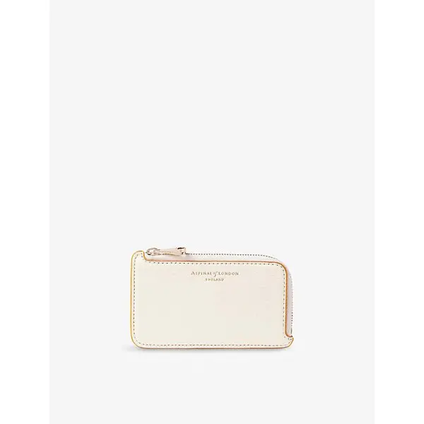 ASPINAL OF LONDON Zipped Leather Coin And Card Holder - Ivory