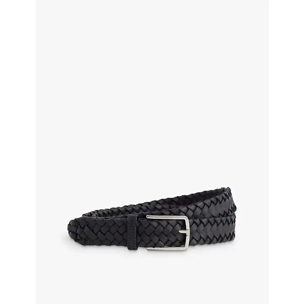 Bottega Veneta Braided Leather Belt - Black-silver