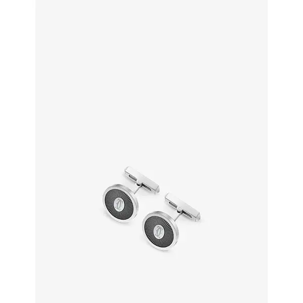 Cartier Double C De Palladium-plated Sterling-silver Cufflinks - Silver And Black