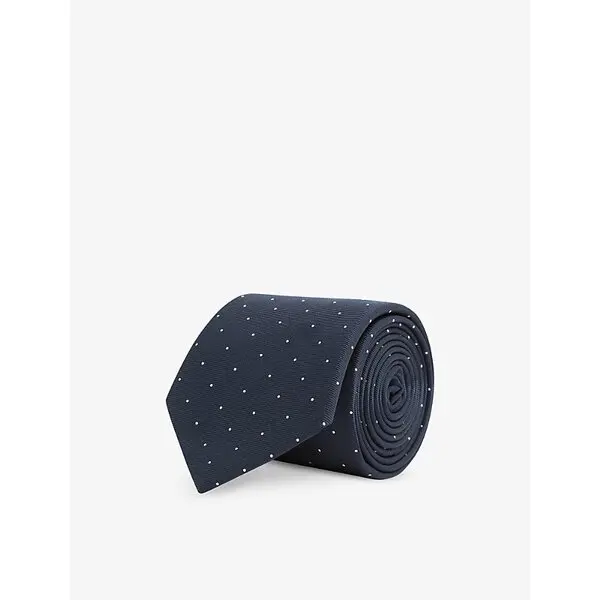 REISS Liam Polka-dot Woven Tie - Navy