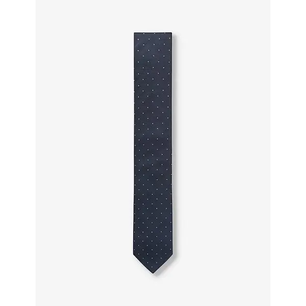 REISS Liam Polka-dot Woven Tie - Navy