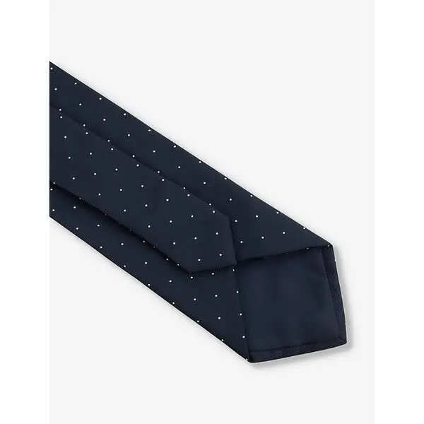 REISS Liam Polka-dot Woven Tie - Navy
