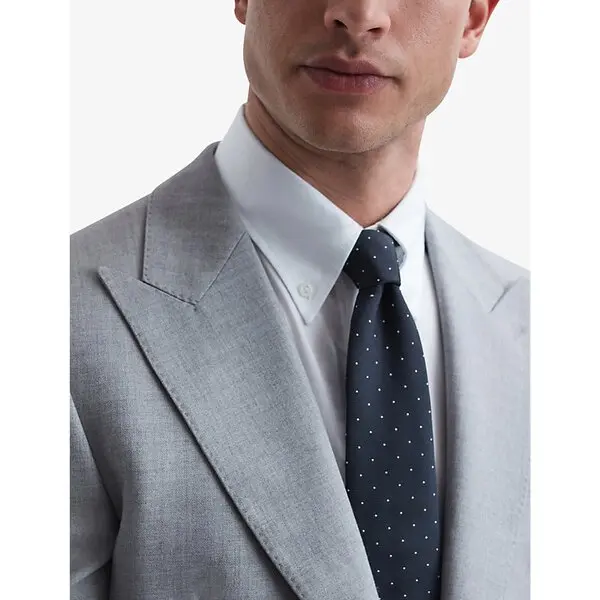 REISS Liam Polka-dot Woven Tie - Navy