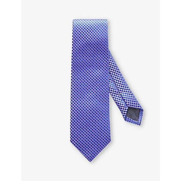 Eton Geometric-pattern Silk Neck Tie - Dark Purple