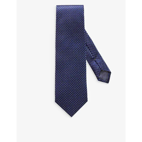 Eton Geometric-pattern Silk Neck Tie - Navy Blue