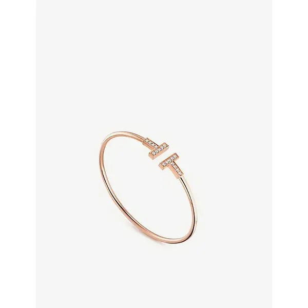 Tiffany & Co. T Wire Diamond And 18k Rose Gold Bracelet