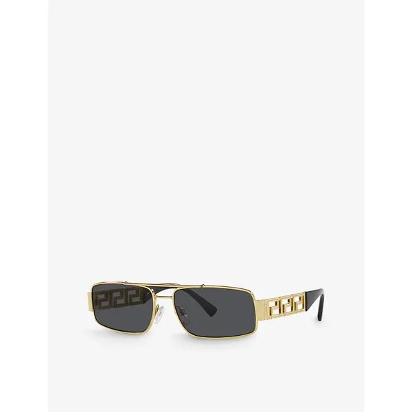 Versace Greca-hardware Rectangle Sunglasses - Gold