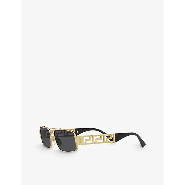 Versace Greca-hardware Rectangle Sunglasses - Gold
