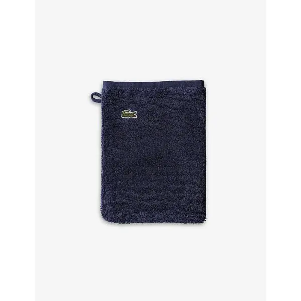 Lacoste Logo-embroidered Cotton Wash Mitt - Marine