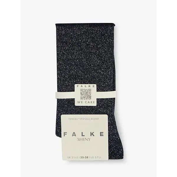 Falke Shiny-finish Mid-calf Knitted Socks - Dark Navy