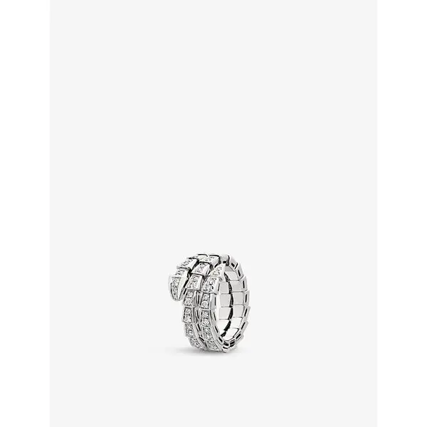 BVLGARI Serpenti Viper 18ct White-gold Diamond Ring - White Gold
