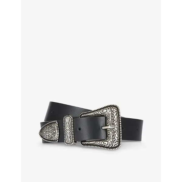 The Kooples Wide Leather Belt - Black