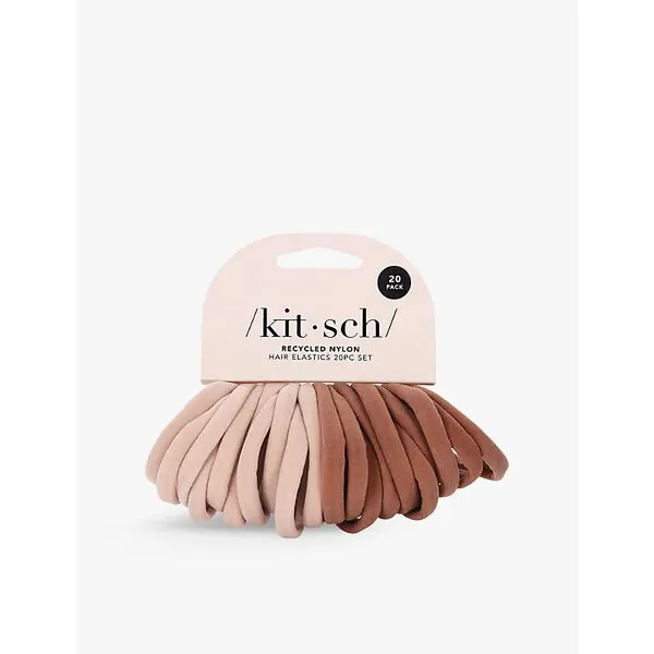KITSCH Set Of 20 Nylon Hair Ties - Blush